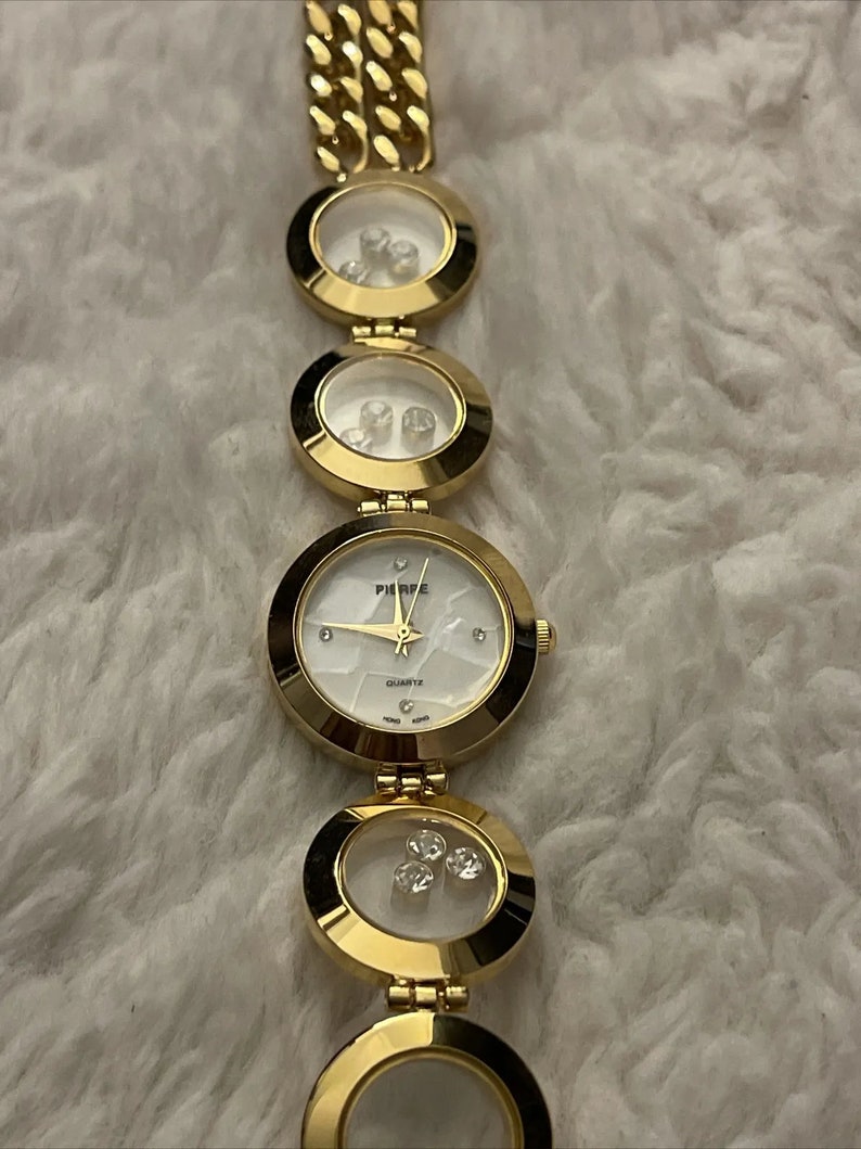Pierre Vintage Ladies Watch Gold Band White Rhinestones in Bracelet - Etsy