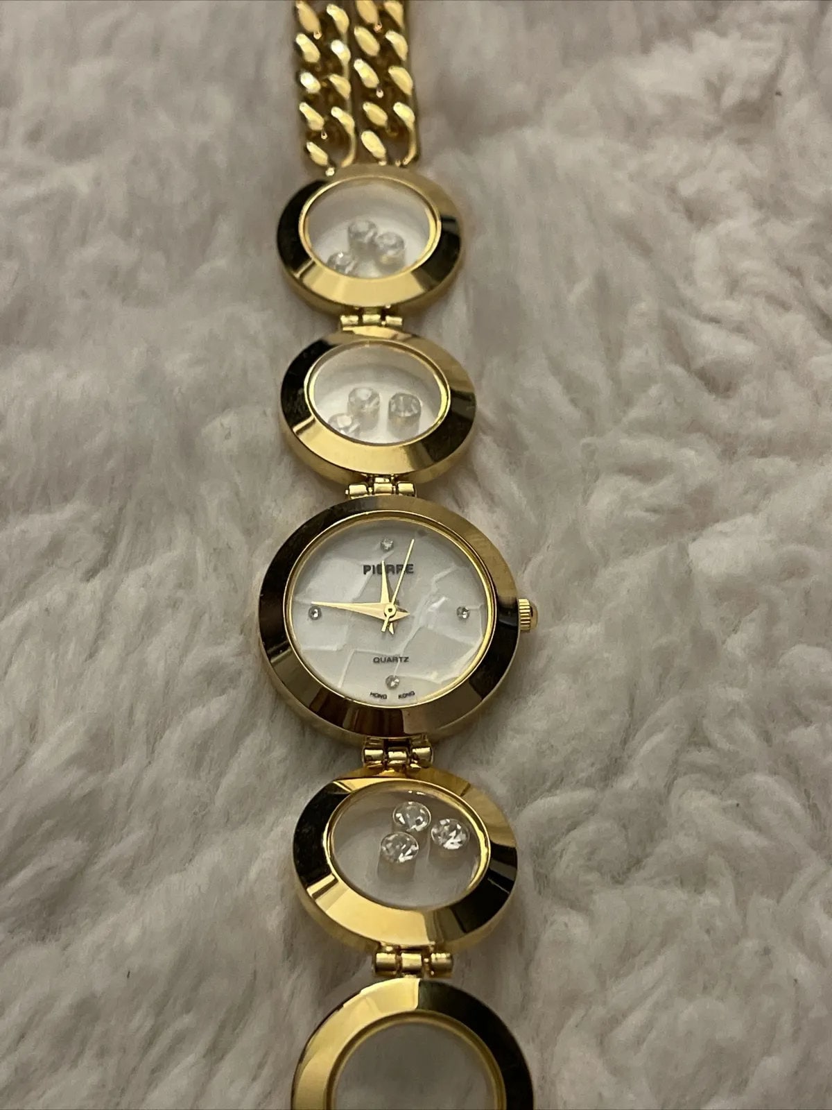 Pierre Vintage Ladies Watch Gold Band White Rhinestones in Bracelet - Etsy