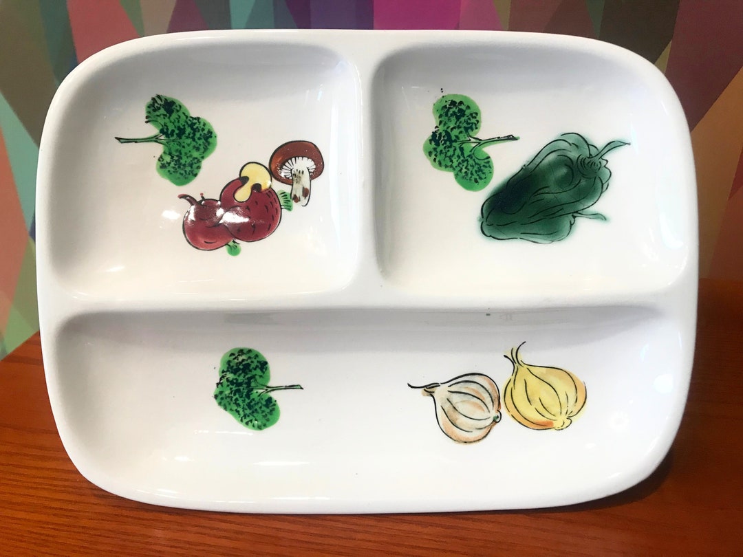 Vintage MCM Japanese Ceramic Divided Dish With Vegetables - Etsy