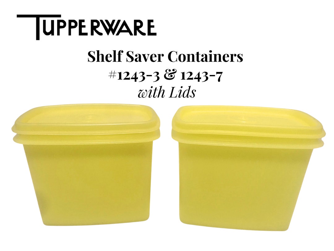 TUPPERWARE Vintage Sunny Yellow 1243-3 1243-7 Shelf Saver Containers ...