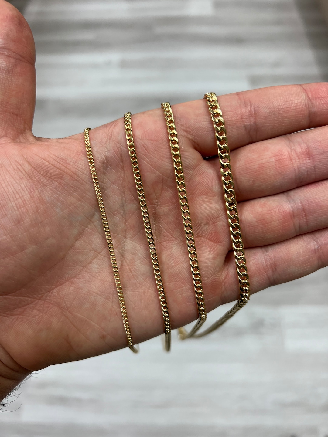 10K Yellow Gold Mini Cuban Link Chain (2mm, 3mm, 3.5mm, 4.5mm) - Solid Yellow Gold, Cuban Link ...
