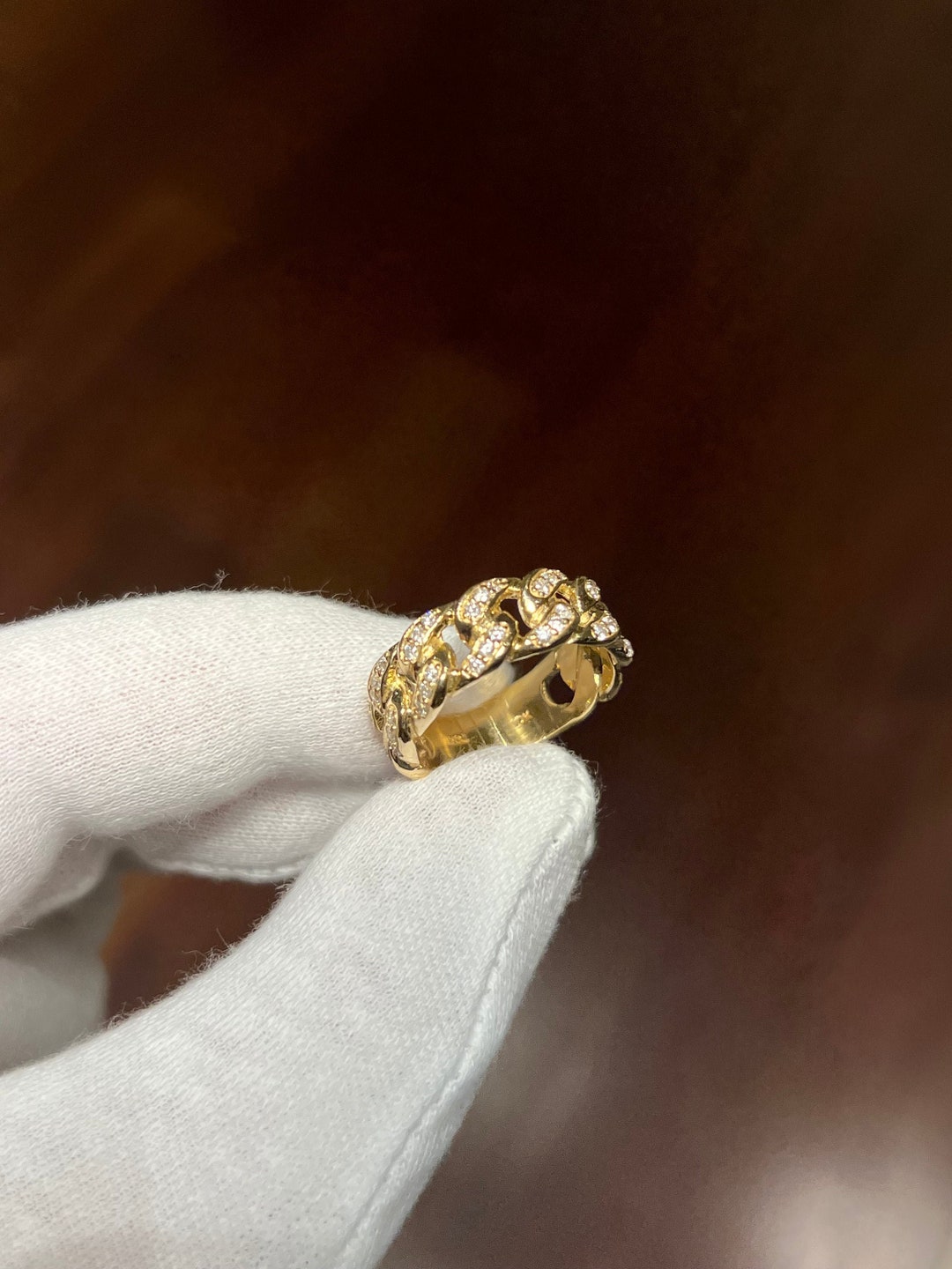 10K Classic Cuban Link Diamond Ring (0.80 Carats VS Quality Diamonds ...