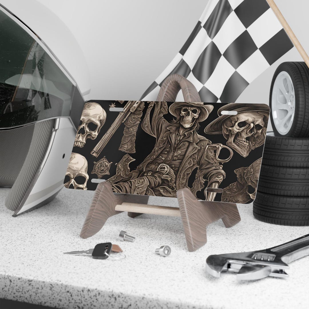 Western Skeleton Gunslinger Vanity Plate - Etsy