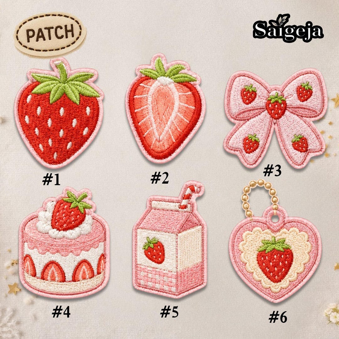 Strawberry Patch, Fruit Patch, Iron on Patch, Embroidered Patch for ...