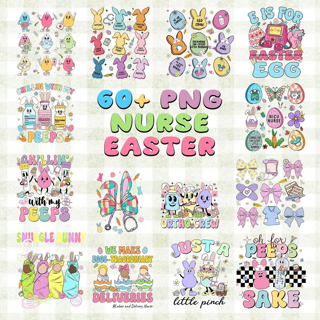 60 Nurse Easter Png Bundle, Easter Png, Easter Bunny Ears Png, Happy ...