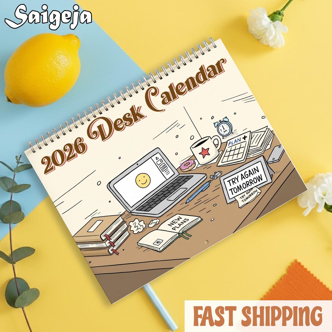 Funny Office Desk Calendar 2026, Try Again Tomorrow Humorous Planner ...