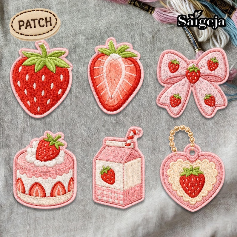 Strawberry Patch, Fruit Patch, Iron on Patch, Embroidered Patch for ...