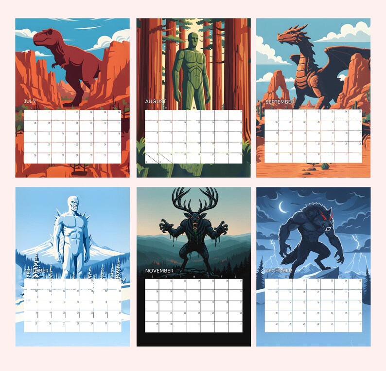 National Park Monsters 2026 Calendar, Cryptid Nature Decor, Adventure ...
