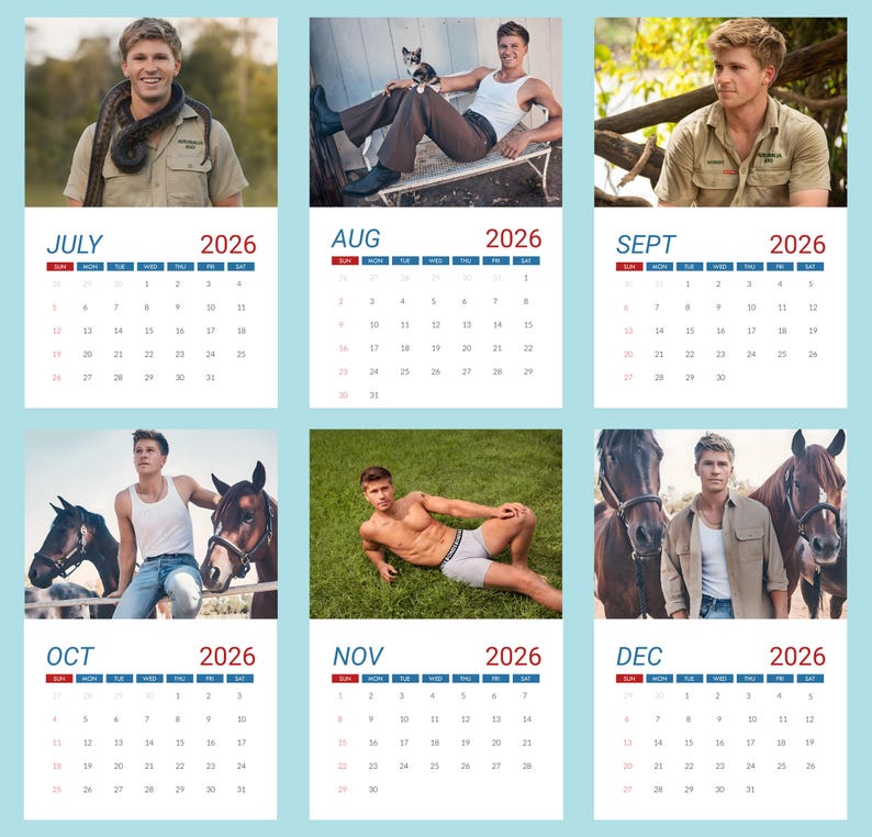 Robert Irwin 2026 Wall Calendar, Celebrity Fan Planner, Animal Lover ...