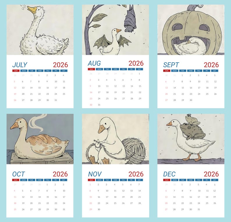 Vintage Goose Calendar 2026, Silly Goose, Retro Cottagecore Bird Wall ...