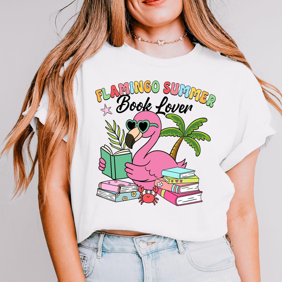 Flamingo Book Lover PNG, Summer Reading Sublimation Design, Cute ...