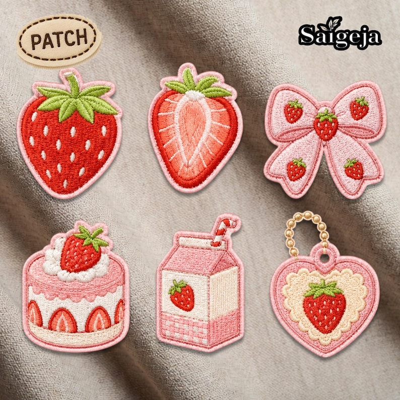 Strawberry Patch, Fruit Patch, Iron on Patch, Embroidered Patch for ...