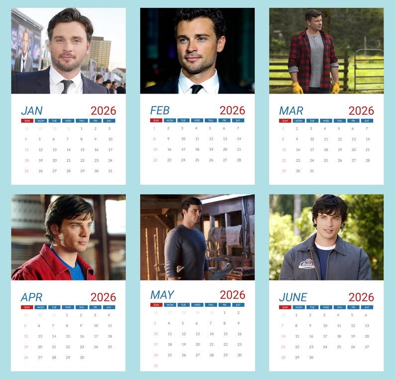 Tom Welling 2026 Wall Calendar, Tom Welling Fan Gift, Hero Stationery ...