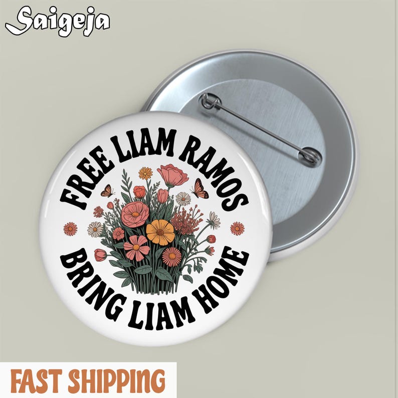Floral Free Liam Ramos Bring Liam Home Pin, Abolish Ice Protest Button ...