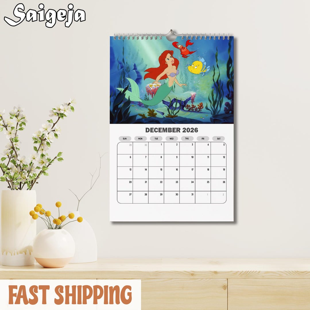 The Little Mermaid 2026 Wall Calendar - Disney Ariel Decor - Ariel ...