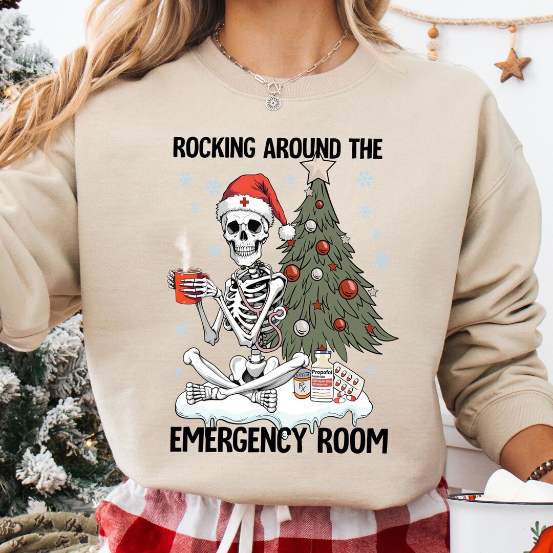 Rocking Around the Emergency Room Skeleton ER Nurse Christmas, Xmas ...