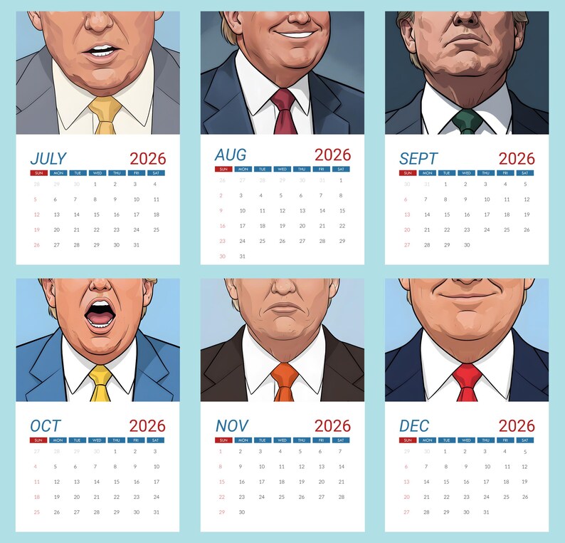 Neck-ussy Wall Calendar (2026) FDT Trump Neck Skin, Political Gag Gifts ...