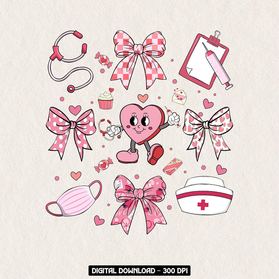 Pink Valentine Nurse Png, Valentine Coquette Bow Png, Cupids Favorite ...