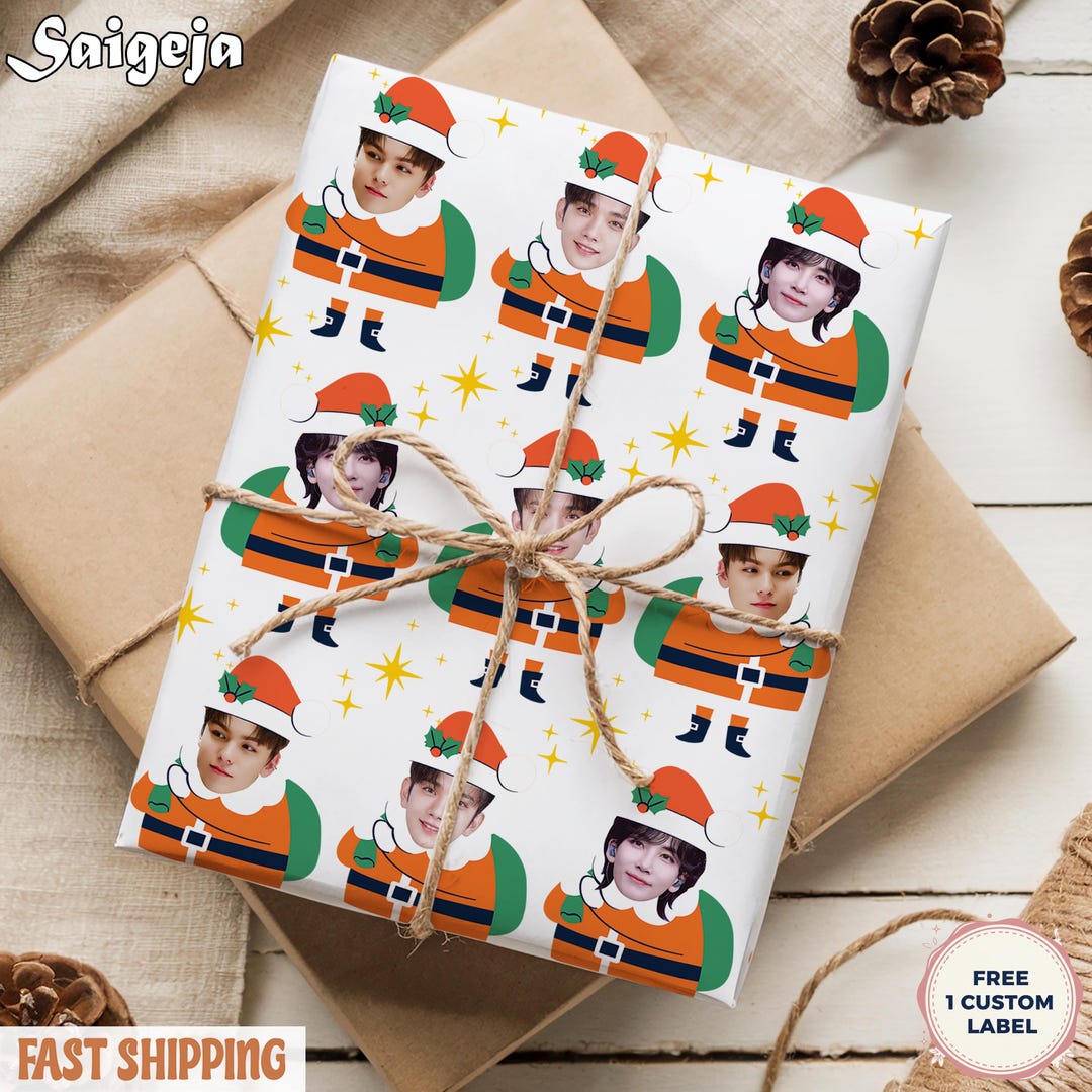 Kpop Idol Christmas Wrapping Paper, Bias Face Xmas Gift Wrap, K-pop Fan ...
