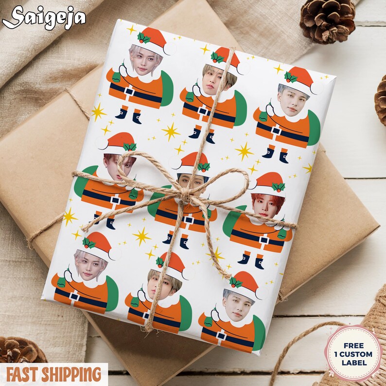 Kpop Idol Christmas Wrapping Paper, Bias Face Xmas Gift Wrap, K-pop Fan ...