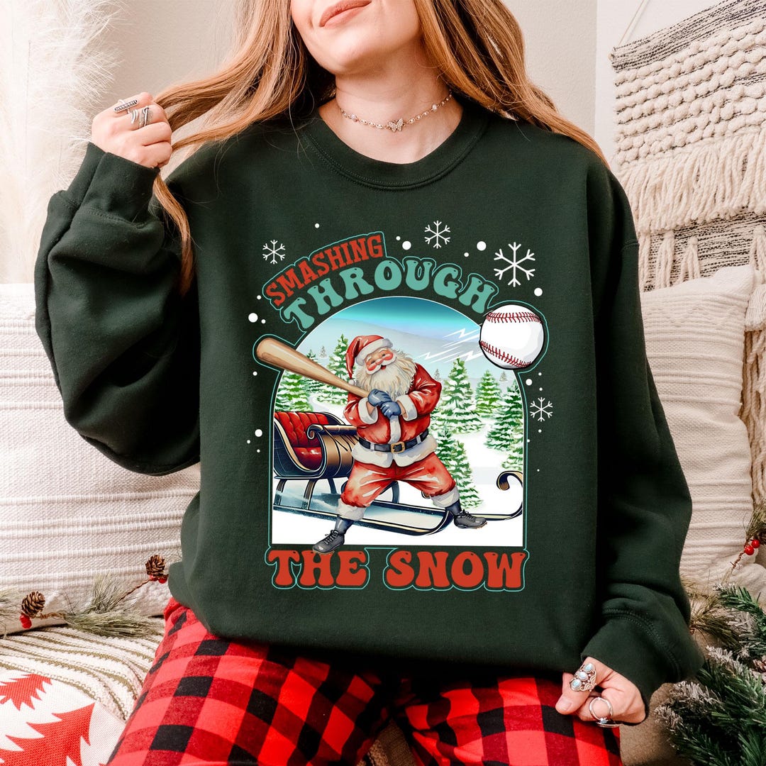 Smashing Through the Snow PNG, Santa Play Baseball Png, Xmas Baseball ...
