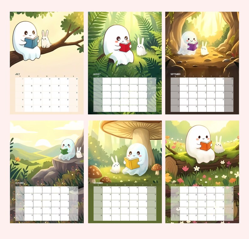 2026 Ghost Calendar, Monthly Wall Calendar, Spooky Calendar, Ghost ...