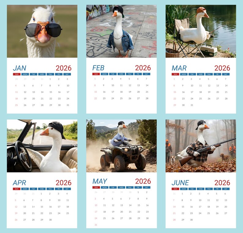 Peak Relaxation Goose Calendar 2026, Goose Meme Calendar, Gooses Lovers ...