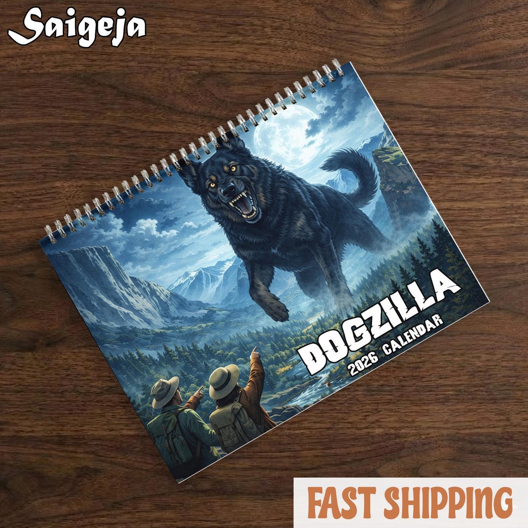 Dogzilla 2026 Wall Calendar - Funny Giant Dog Art - Kids Room Decor - Etsy