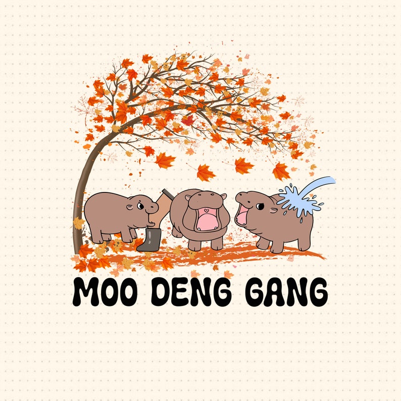 Spooky Moo Deng Gang Halloween Fall Season Png, Pumpkin Moo Deng Png ...