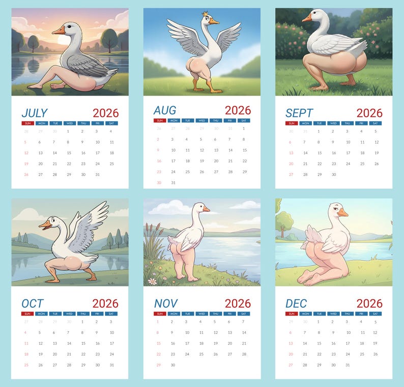 2026 Goose Butt Wall Calendar, Funny Year of 2026 Goose Calendar, Gag ...