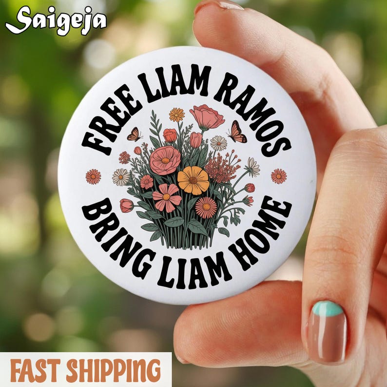 Floral Free Liam Ramos Bring Liam Home Pin, Abolish Ice Protest Button ...