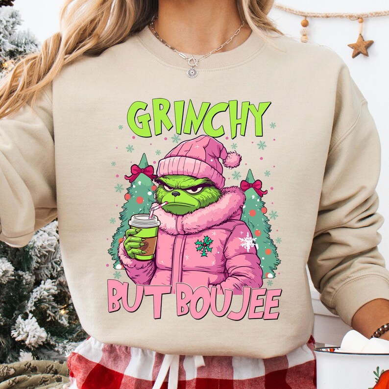 Grinchy but Boujee Christmas Png, Grinchmas Png, Boujee Grinchmas Png ...