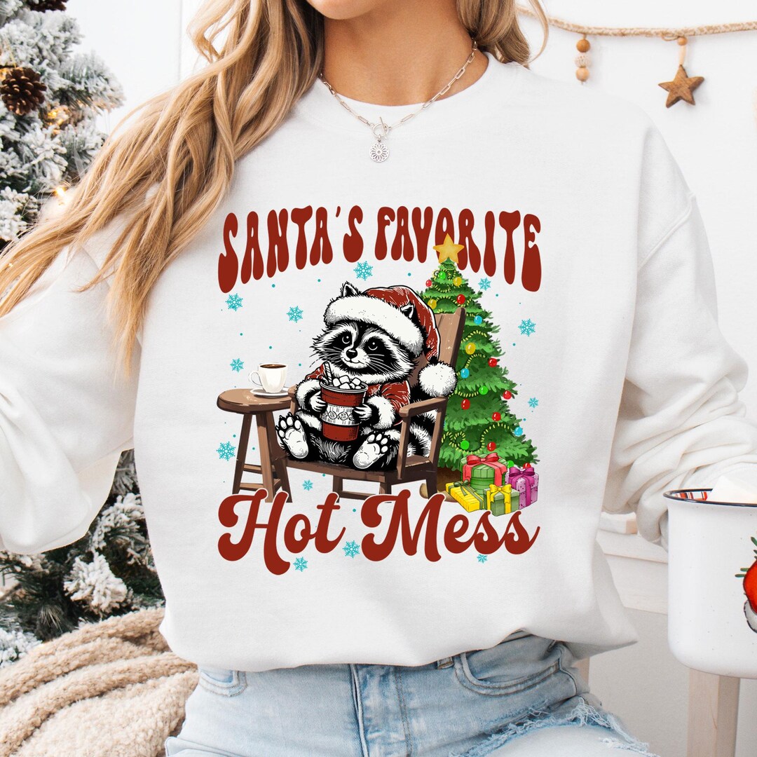 Santa's Favorite Hot Mess Raccoon Christmas Png, Funny Christmas ...