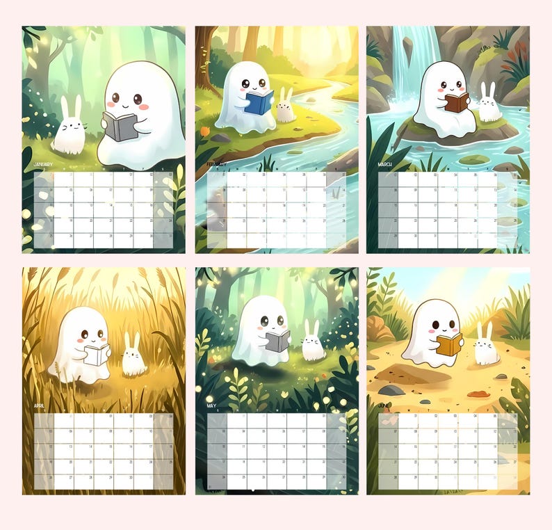 2026 Ghost Calendar, Monthly Wall Calendar, Spooky Calendar, Ghost ...