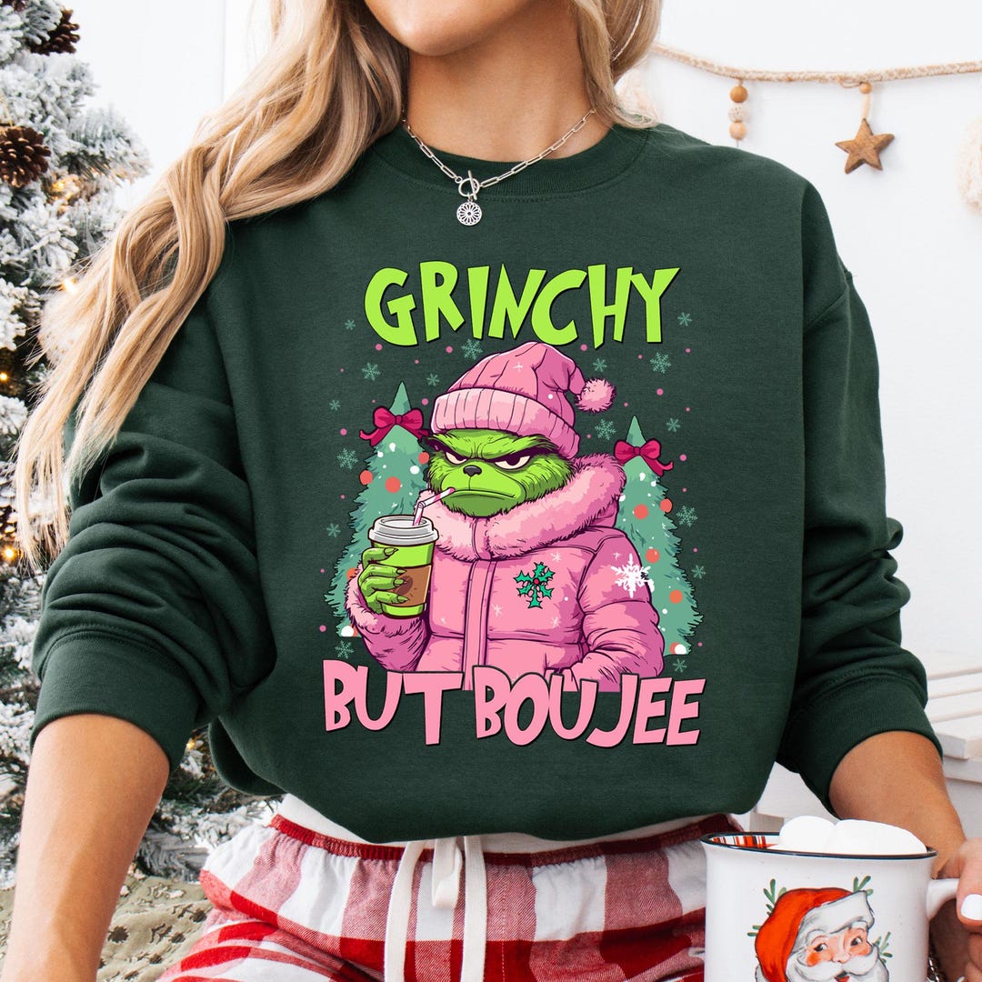 Grinchy but Boujee Christmas Png, Grinchmas Png, Boujee Grinchmas Png ...