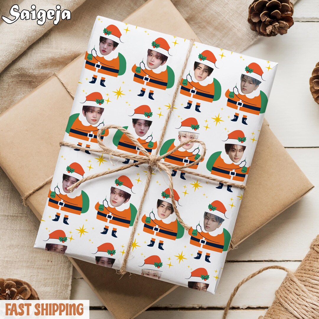 Kpop Idol Christmas Wrapping Paper, Bias Face Xmas Gift Wrap, K-pop Fan ...