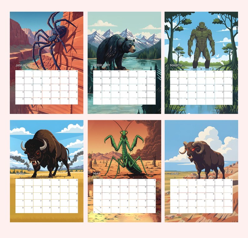 National Park Monsters 2026 Calendar, Cryptid Nature Decor, Adventure ...