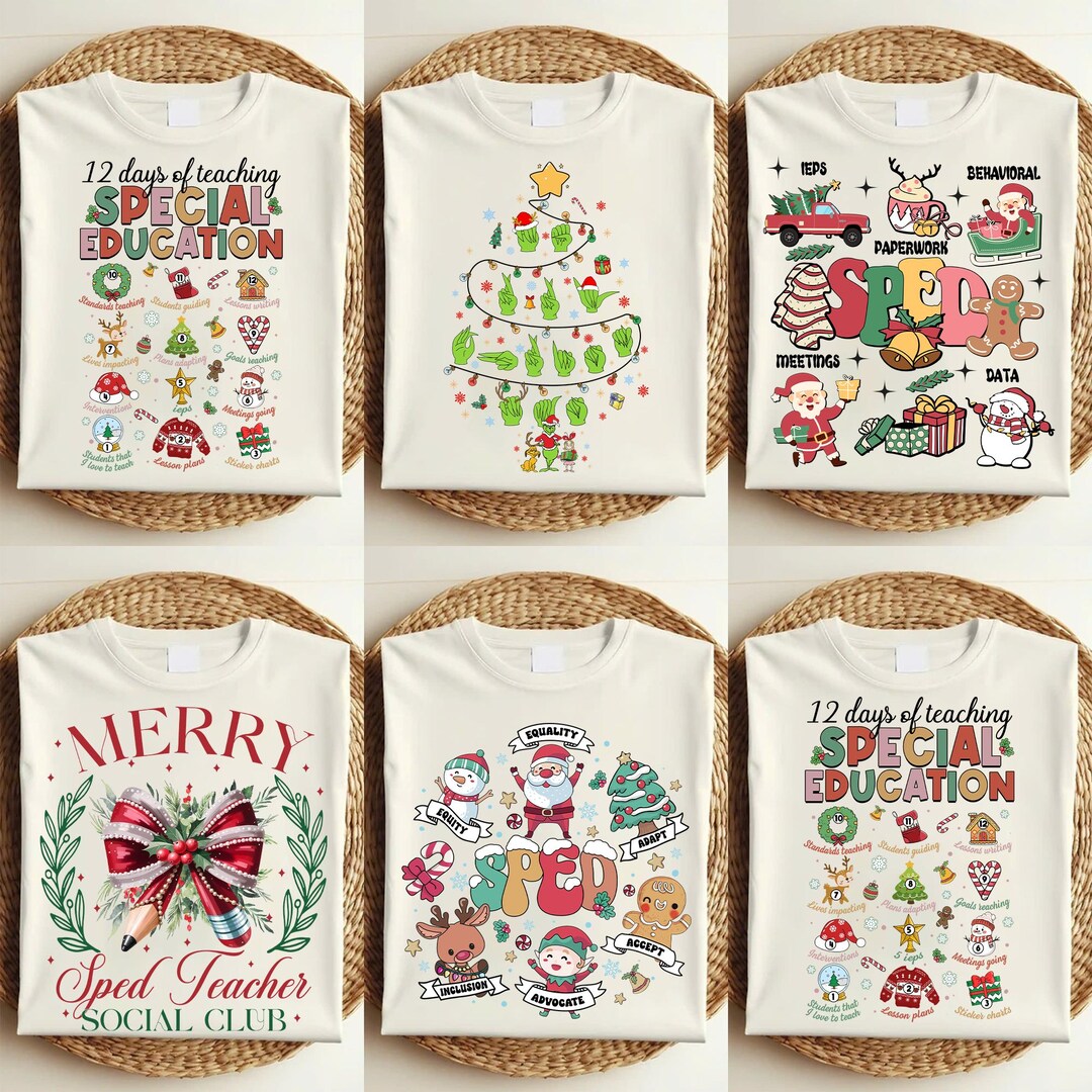 Bundle 5 Christmas SPED Teacher Life Png, Special Education Christmas ...