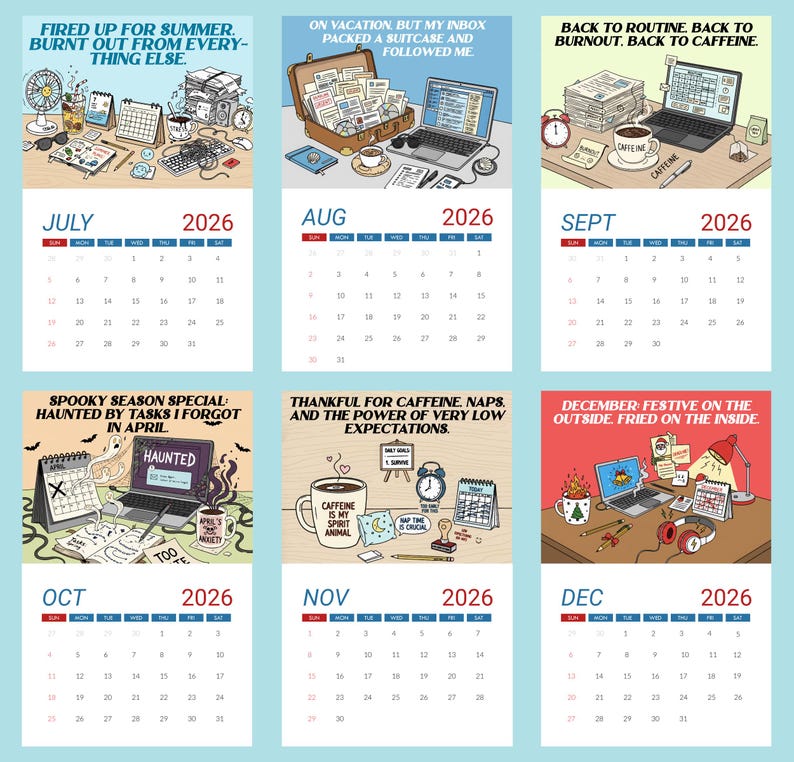 Funny Office Desk Calendar 2026, Try Again Tomorrow Humorous Planner ...
