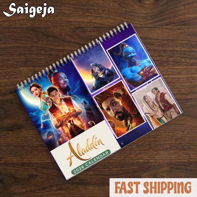 Aladdin 2026 Calendar, Disney Movie Fans Wall Calendar, Kids Gift ...
