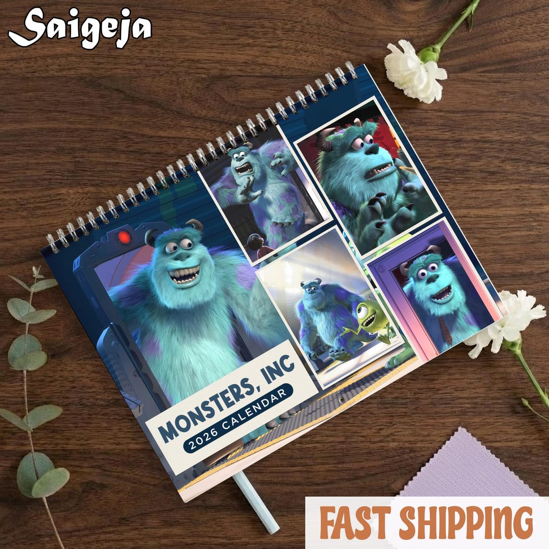 Monsters Inc 2026 Wall Calendar, Disney Movie Decor, Sulley and Mike ...