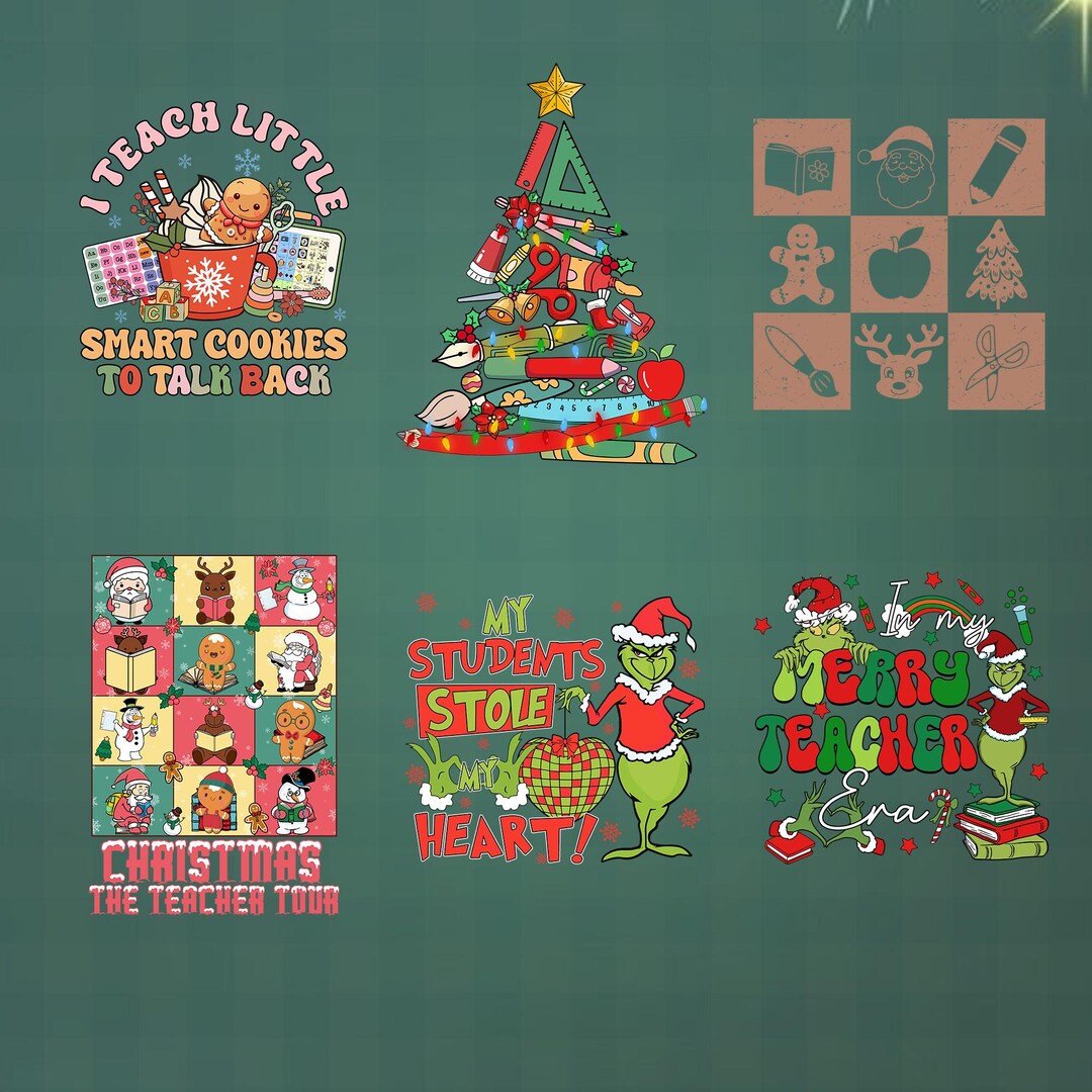 Bundle Teacher Christmas Tree Png, Christmas Gift, Christmas Crayon Png ...