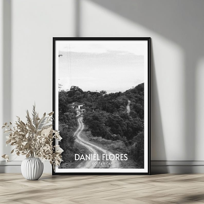 Vintage Costa Rica Poster Coordinates Wall Art Costa Rican Cityscape ...