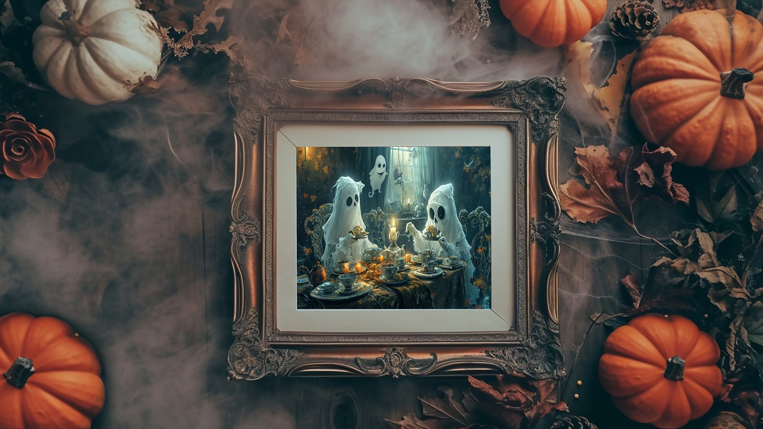 Haunted Tea Party, Cute Ghosts, Halloween Art, Tea Party, Halloween ...