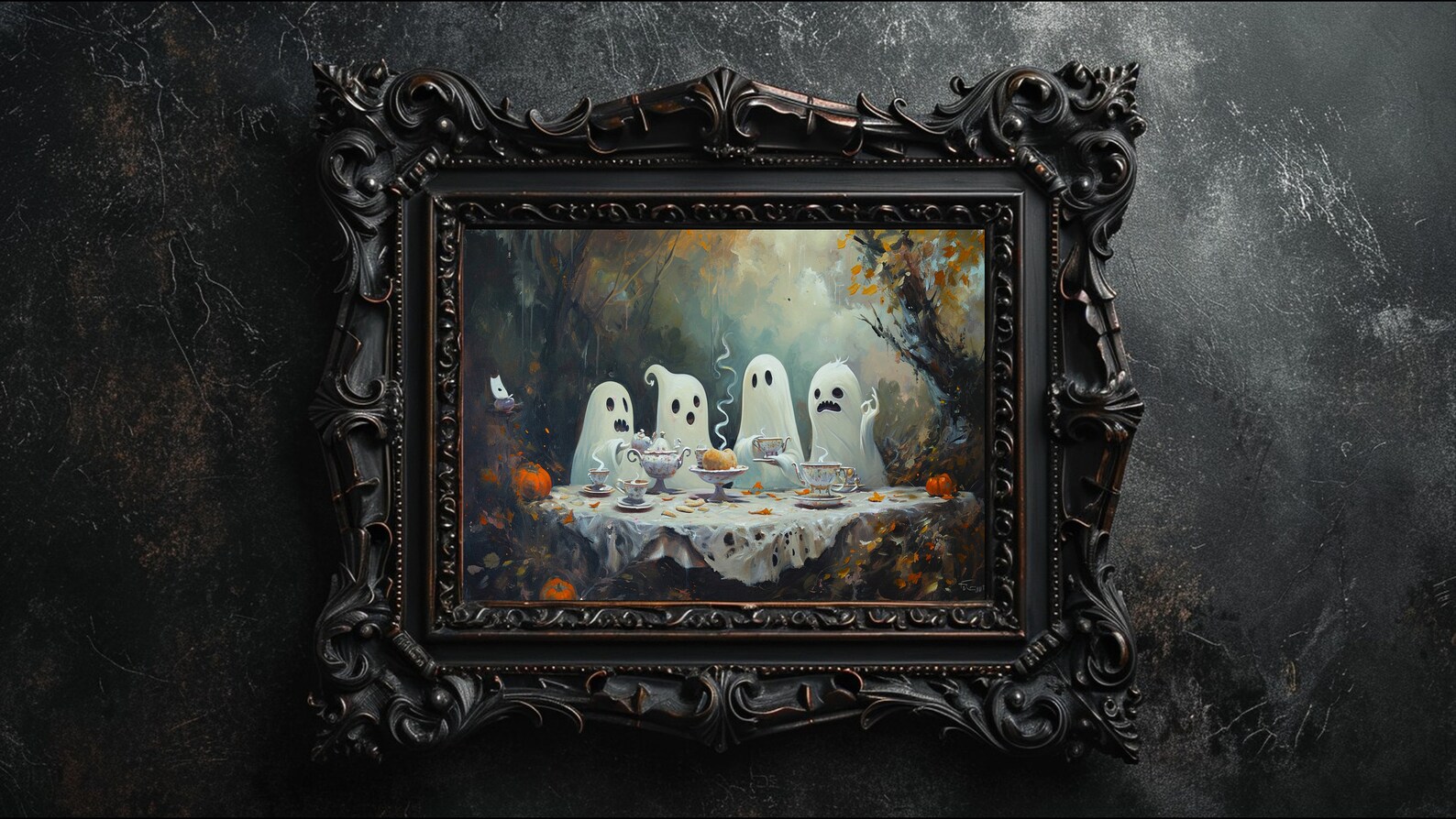 Cute Ghost Tea Party Print, Spooky Halloween Decor (digital Download ...