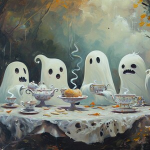 Haunted Tea Party, Cute Ghosts, Halloween Art, Tea Party, Halloween ...