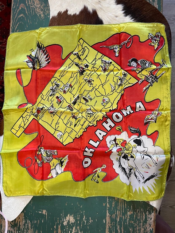 1940’s Vintage Western Scarf Colorado Map - Gem