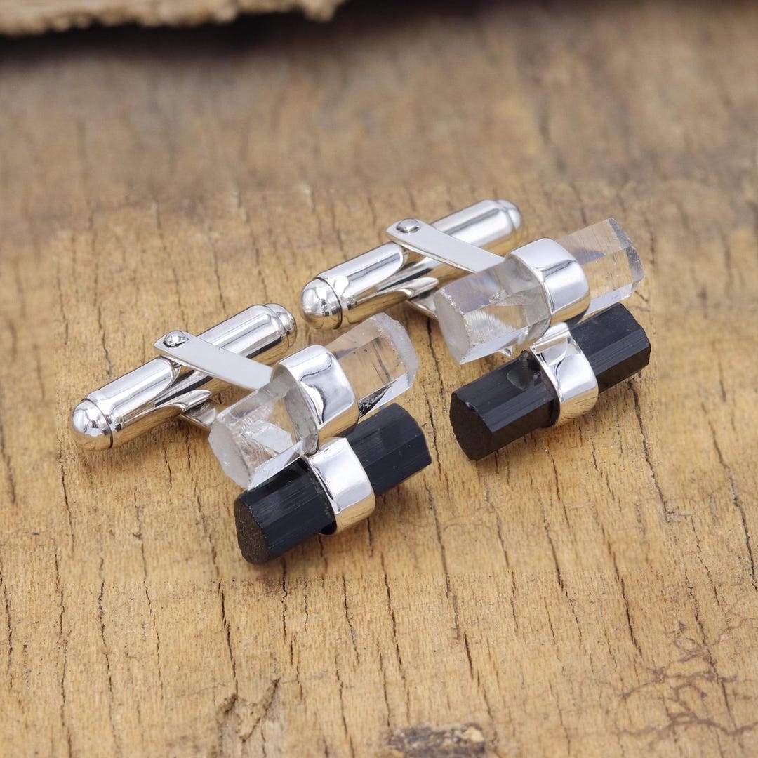 Tourmaline Cufflinks, Sterling Silver Cufflinks, Diamond Quartz ...