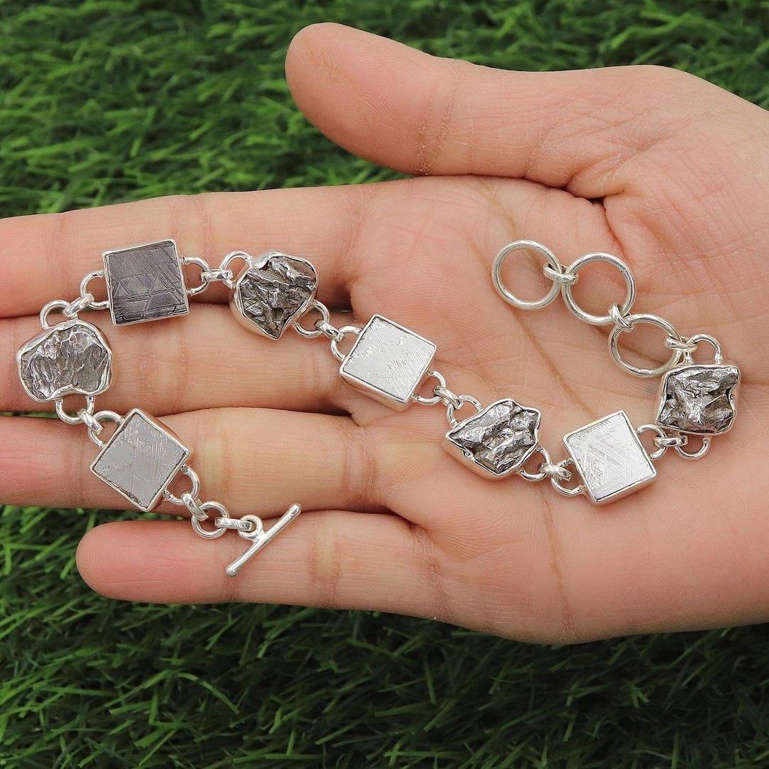 Meteorite Bracelet, Solid Sterling Silver Bracelet, Unisex Bracelet ...