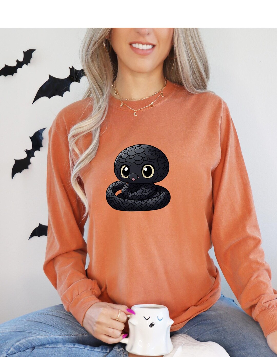 Cute Black Snakes 5 Long Sleeve Tee,cute Snake Sweater,moon Sweater ...